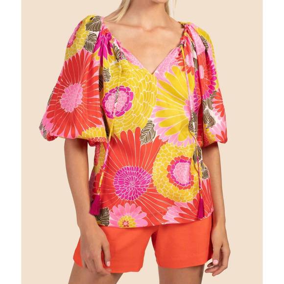 Trina Turk | Tops | New Trina Turk Sandi Top In Multi | Poshmark